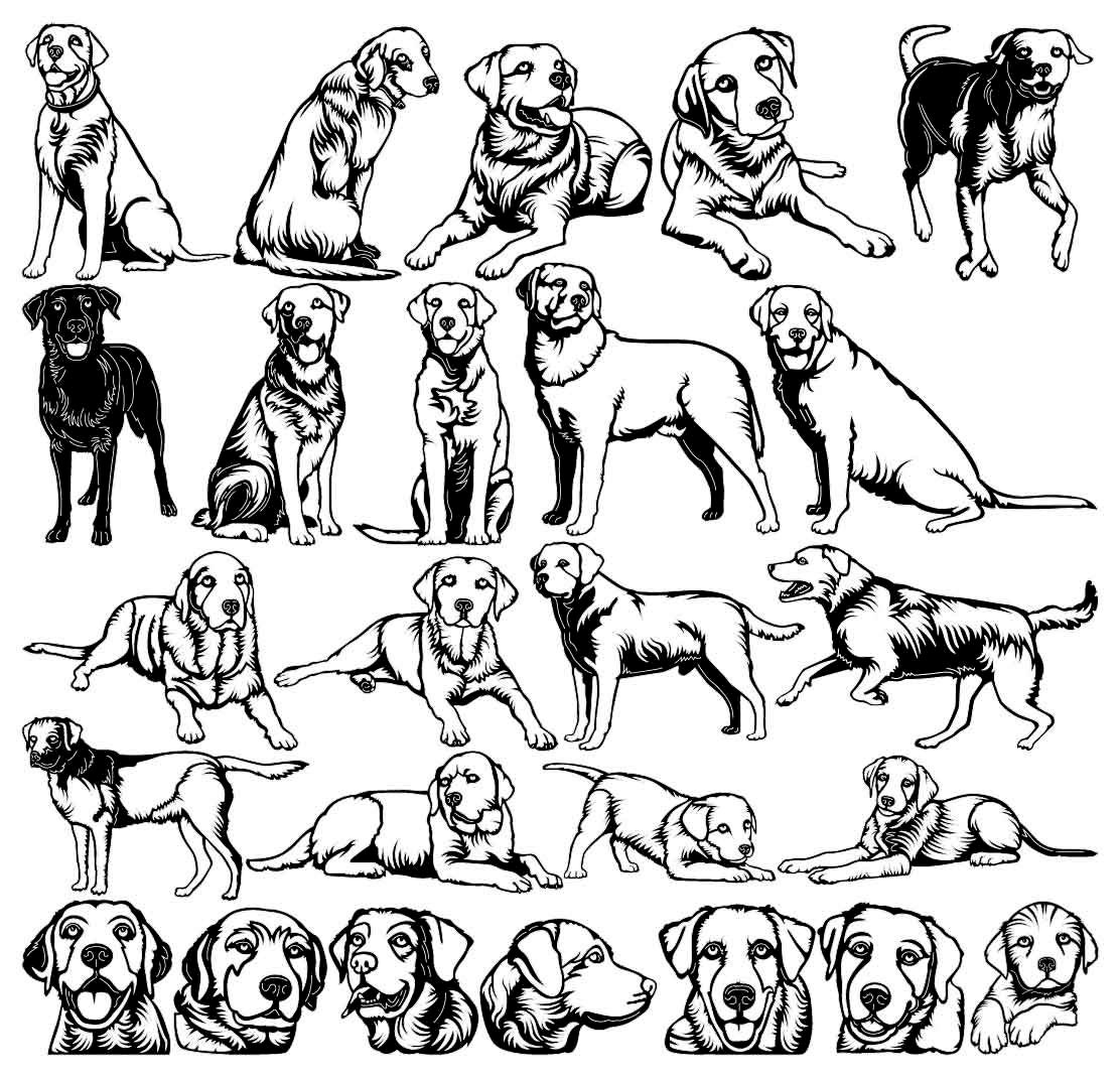 Labrador Retrievers Dogs-dxf Files and SVG Cut Ready for Cnc Machines ...