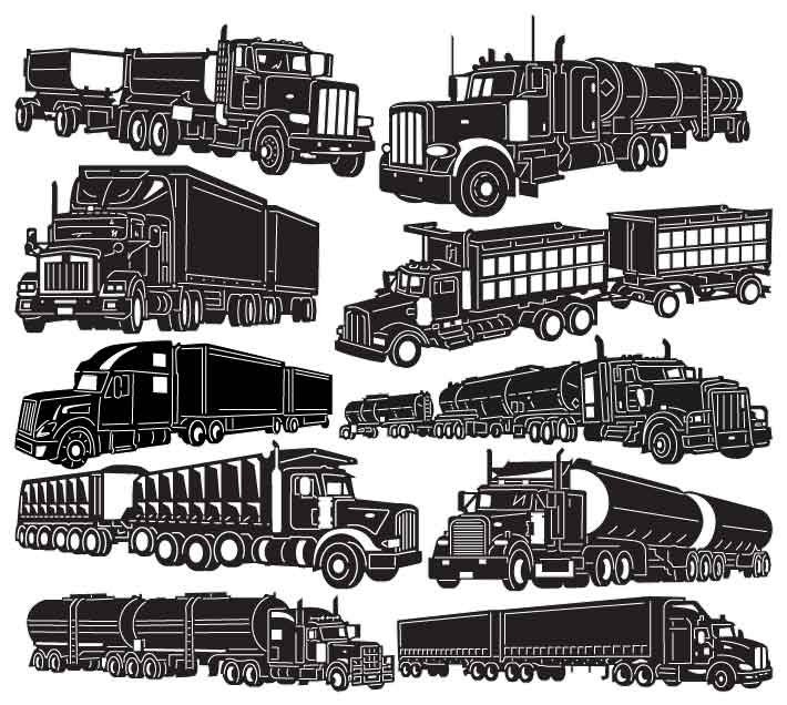 Double Trailer Trucks-dxf Files and SVG Cut Ready for Cnc Machines ...