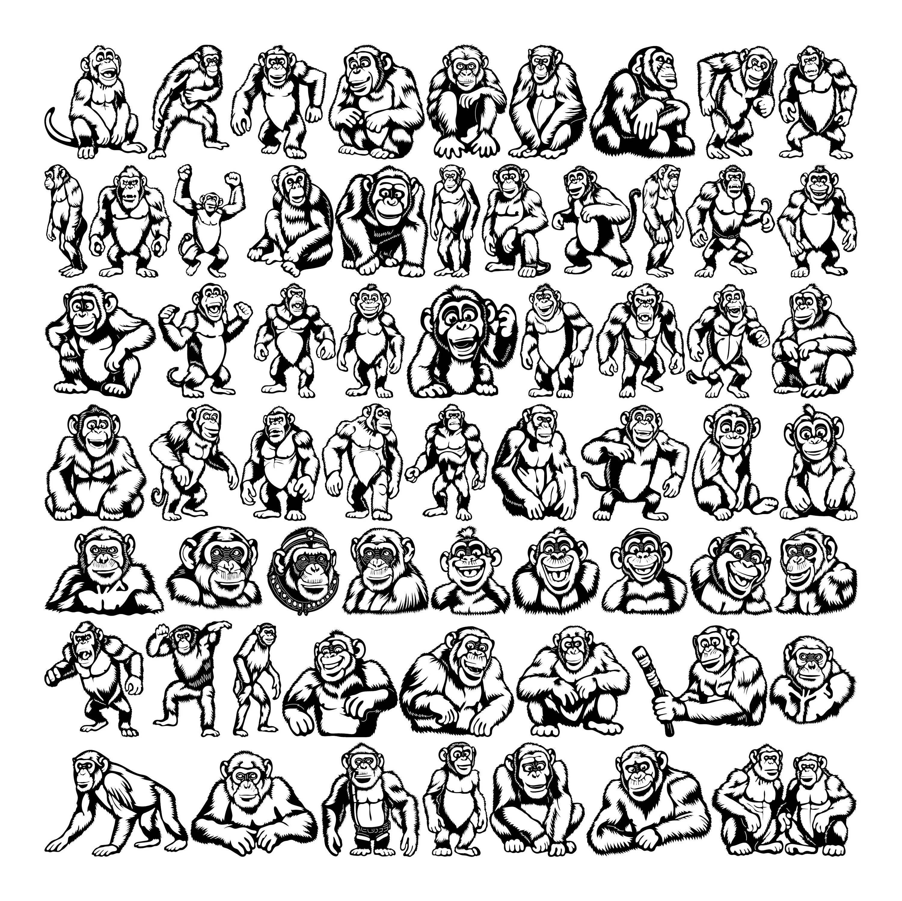Chimpanzee-dxf Files and SVG Cut Ready for Cnc Machines, Laser Cutting ...