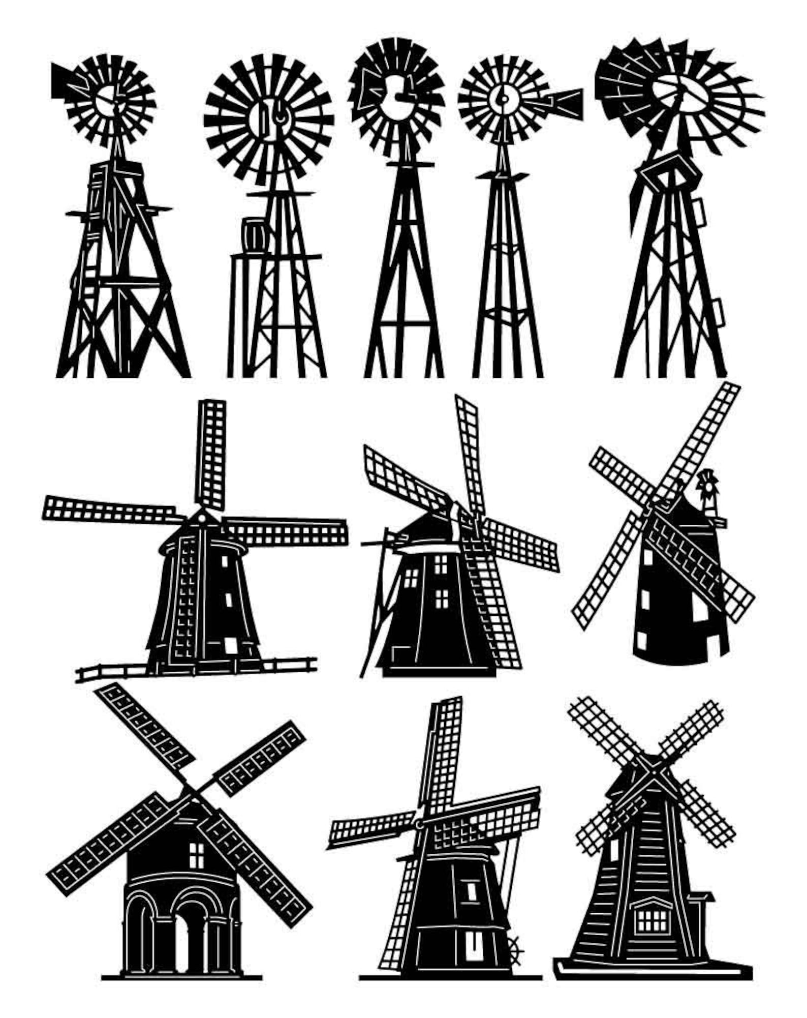 Windmill SVG DXF Files: CNC Laser Cut Ready - Etsy