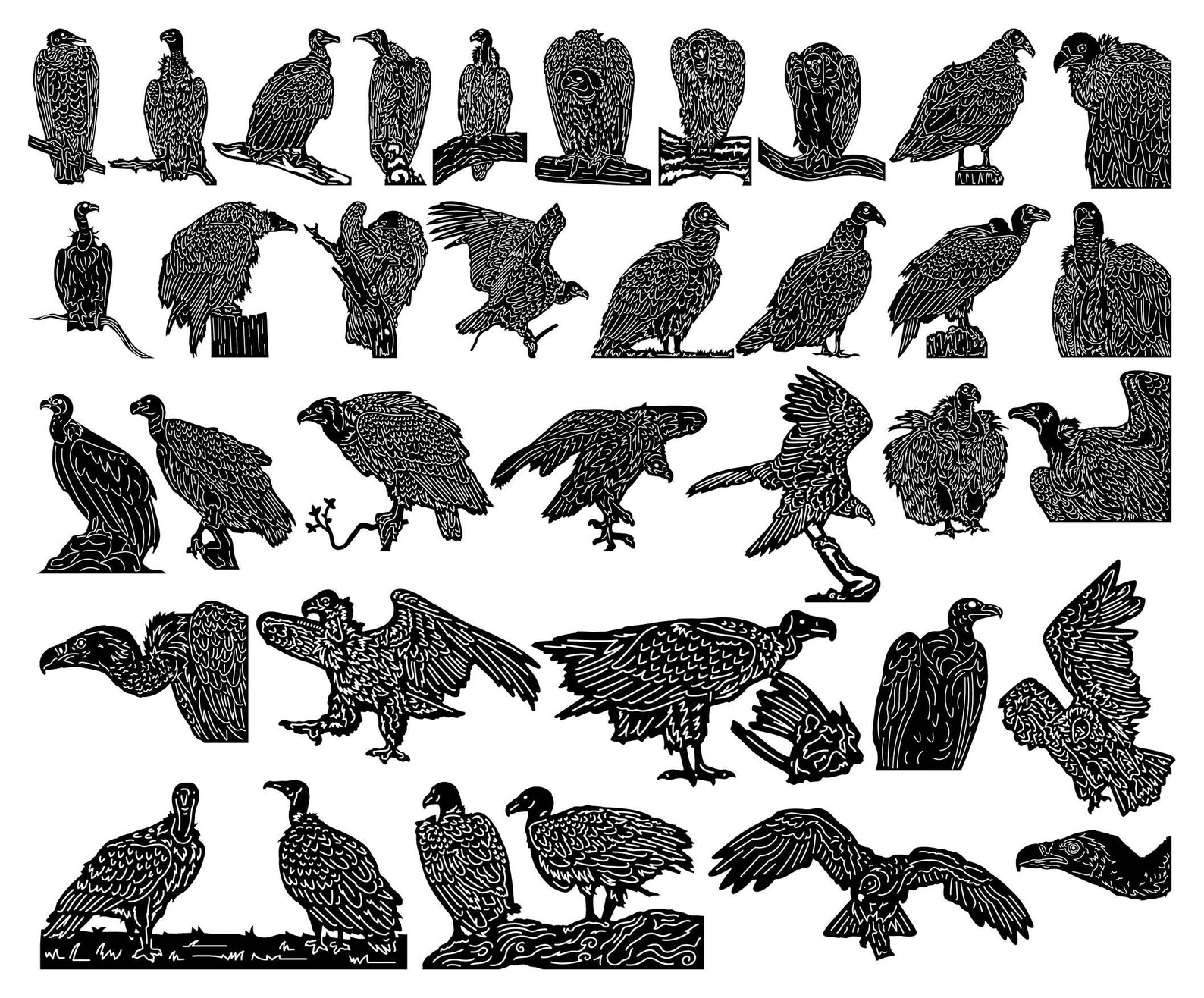 Vulture Birds-dxf Files and SVG Cut Ready for Cnc Machines, Laser ...