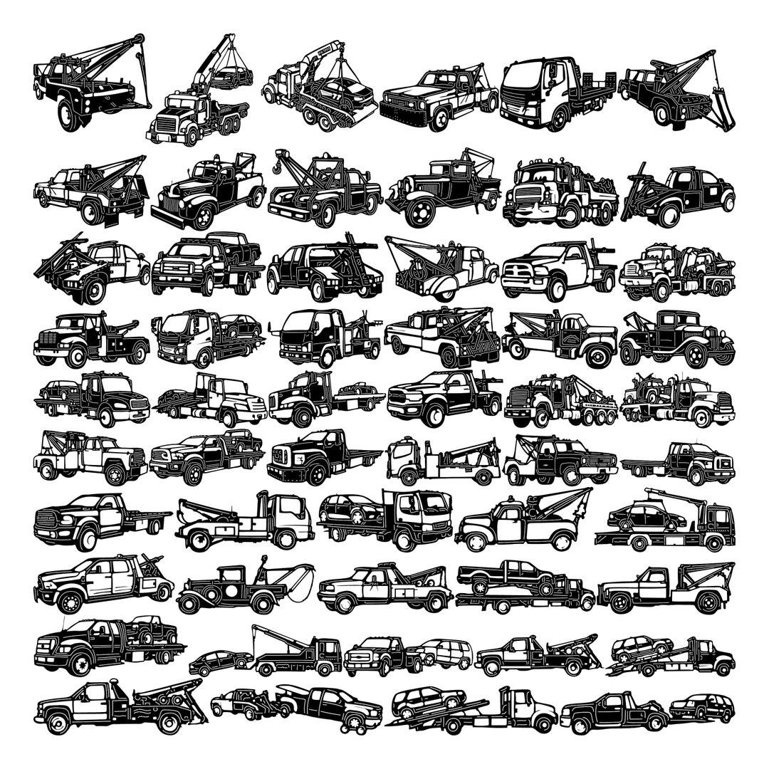 Tow Truck Wrecker Vector Art: CNC Ready DXF, SVG Files - Etsy