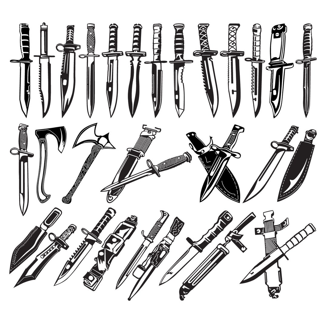 Military Bayonet and Tactical Knife-dxf Files and SVG Cut Ready for Cnc ...