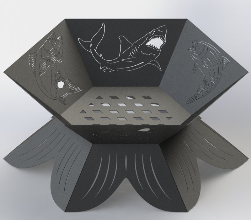 Fire Pit Hexagon Tuna Bass Rainbow Trout Redfish and Shark | Etsy