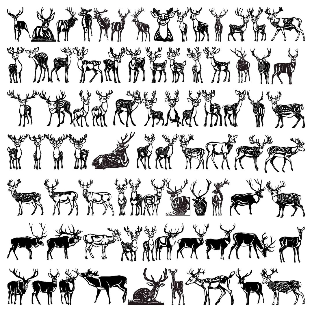 Deer and Reindeer DXF SVG Files: CNC Laser Plasma Cut Ready - Etsy