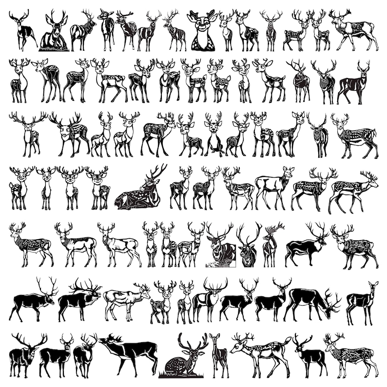 Deer and Reindeer Wild Animals-dxf Files and SVG Cut Ready for Cnc ...
