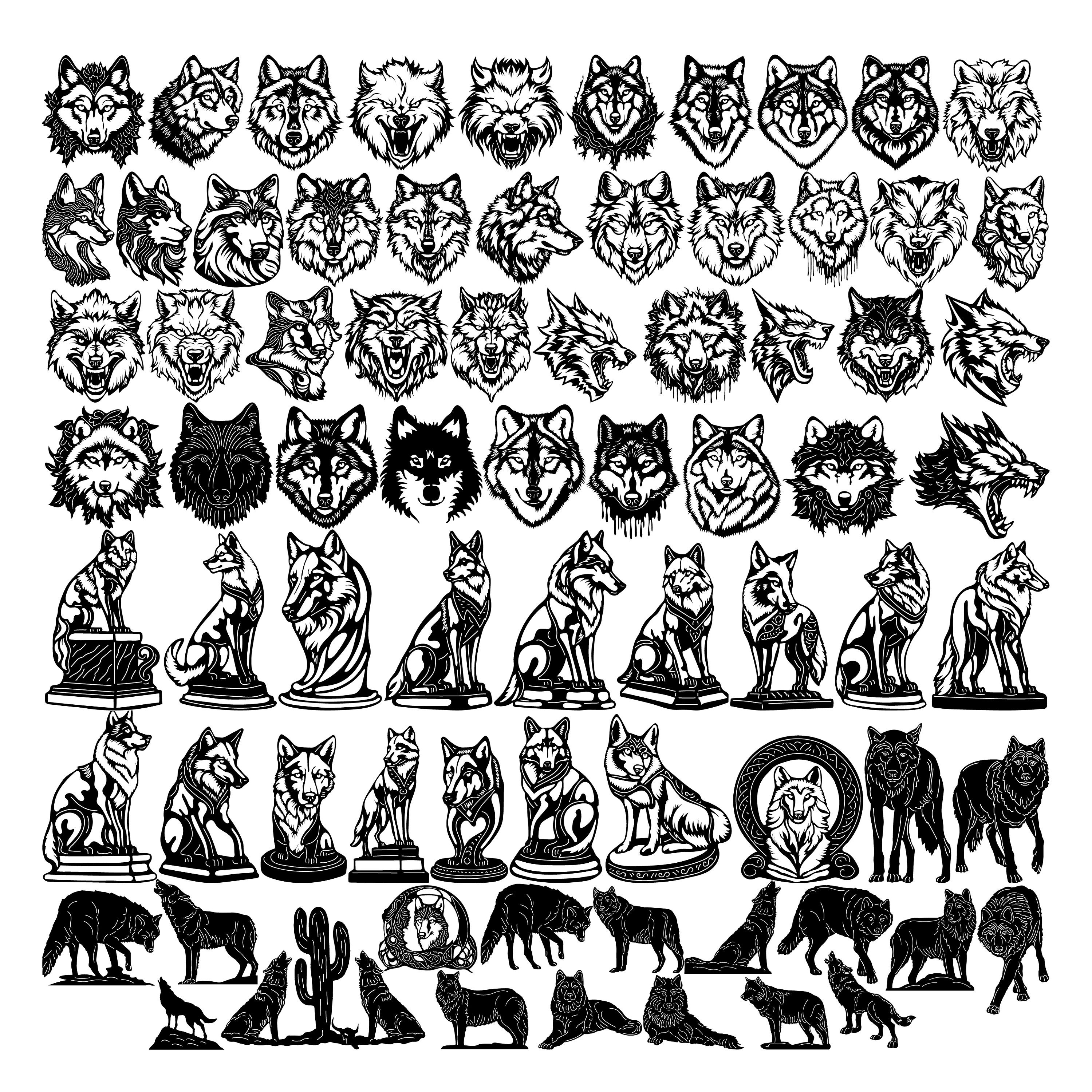 Wild Wolves DXF SVG Files: CNC Laser Plasma Cut Ready - Etsy
