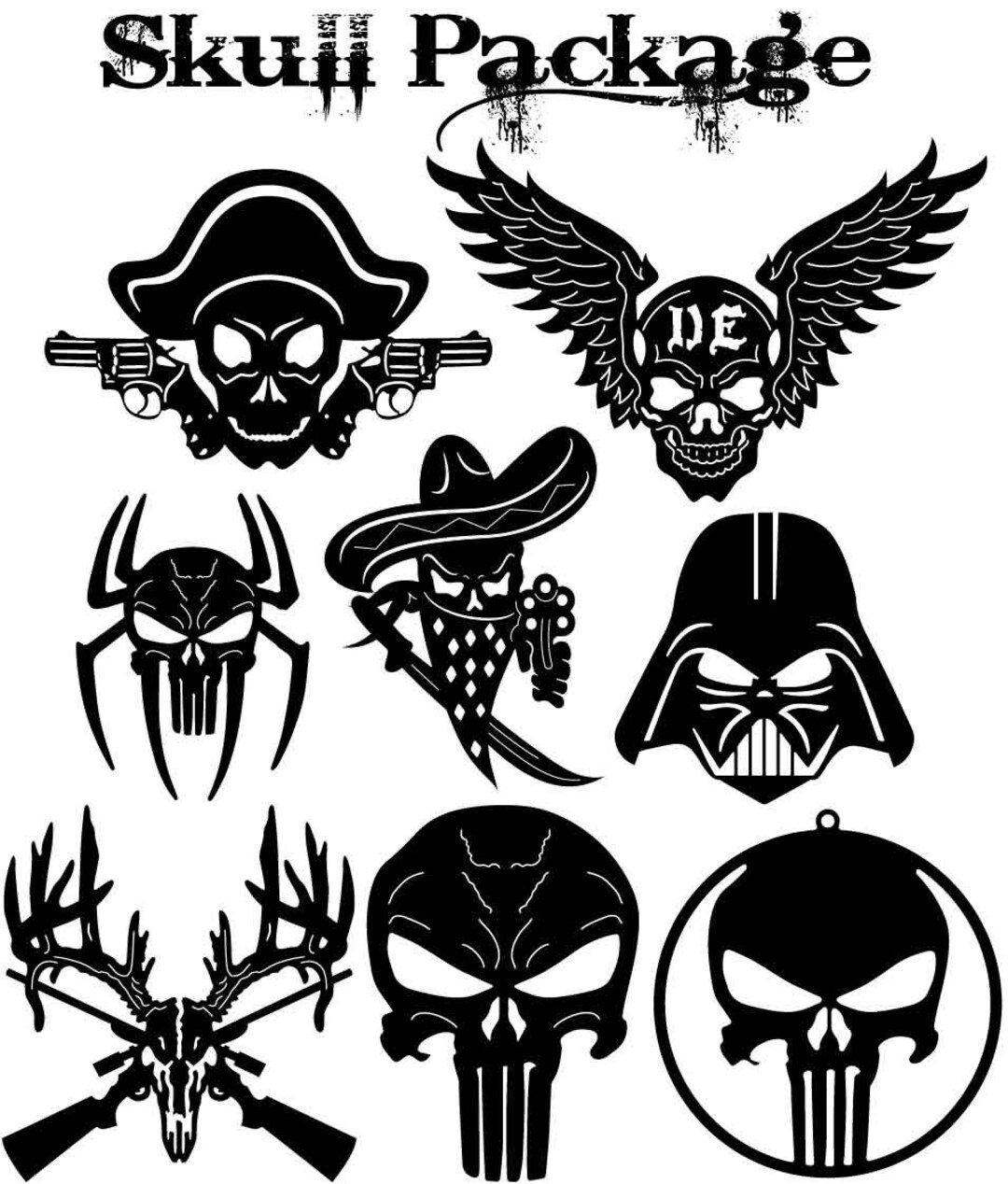 Skulls Signs and Symbols-dxf Files and SVG Cut Ready for Cnc Machines ...