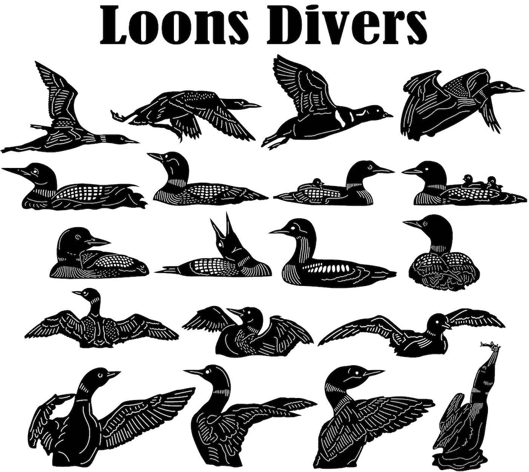 Loons Divers Birds-dxf Files and SVG Cut Ready for Cnc Machines, Laser ...