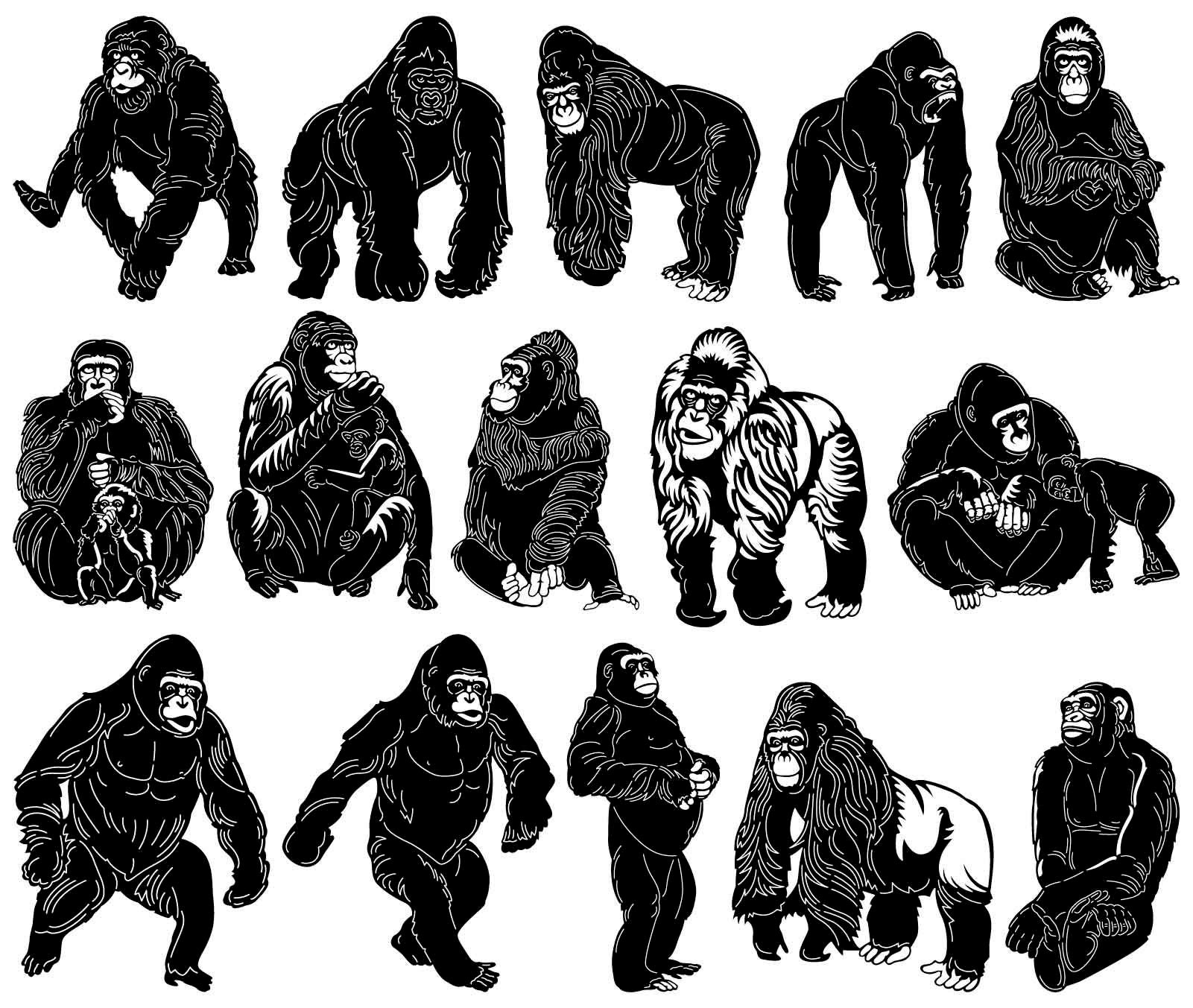 Gorilla DXF SVG Files: CNC Laser Plasma Cut Ready - Etsy