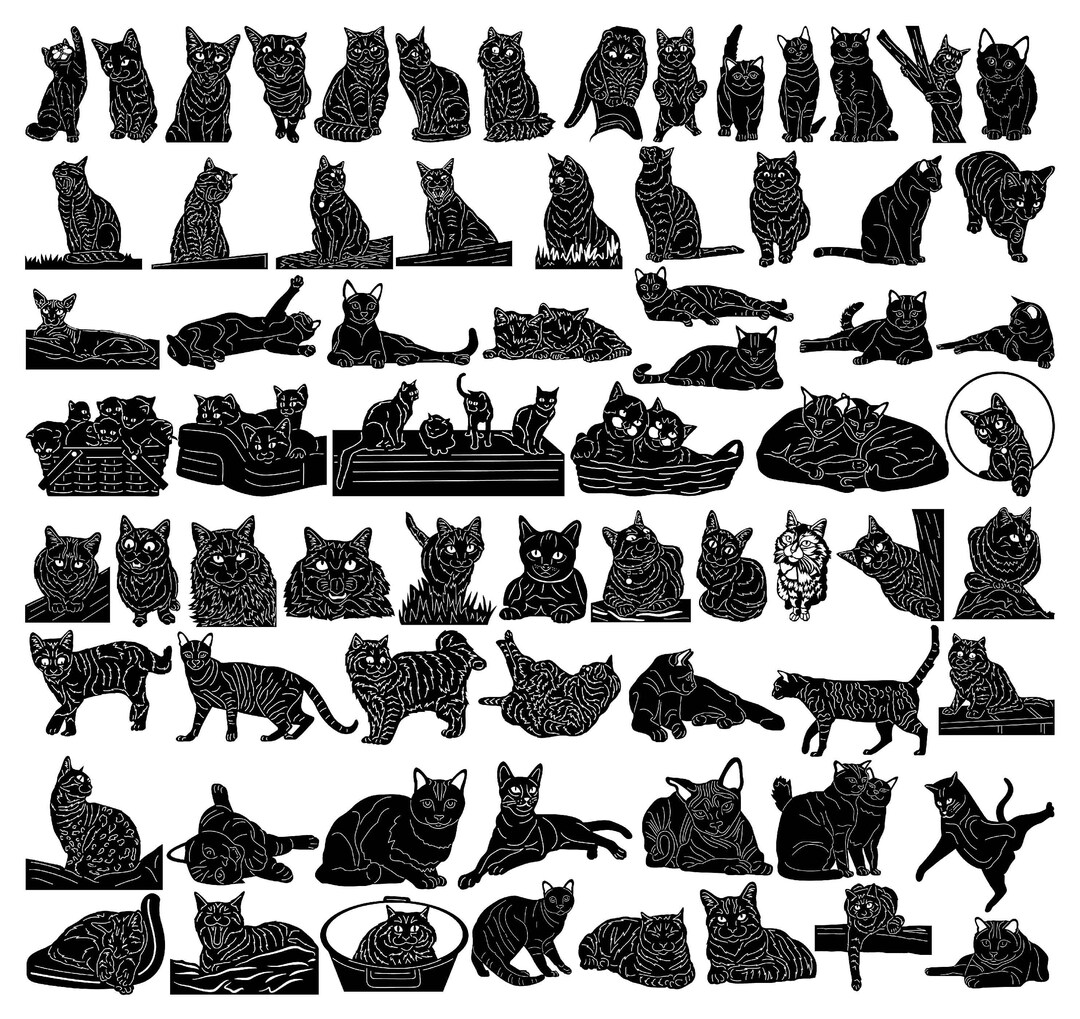 Cats and Kittens Cute-dxf Files and SVG Cut Ready for Cnc - Etsy