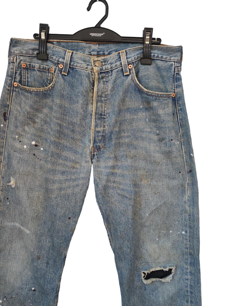 Size 34 Vintage 90s Levi's 501 Big Paint Spletter Jeans Levi's Faded Dirty Rusty Denim Levis Old ...