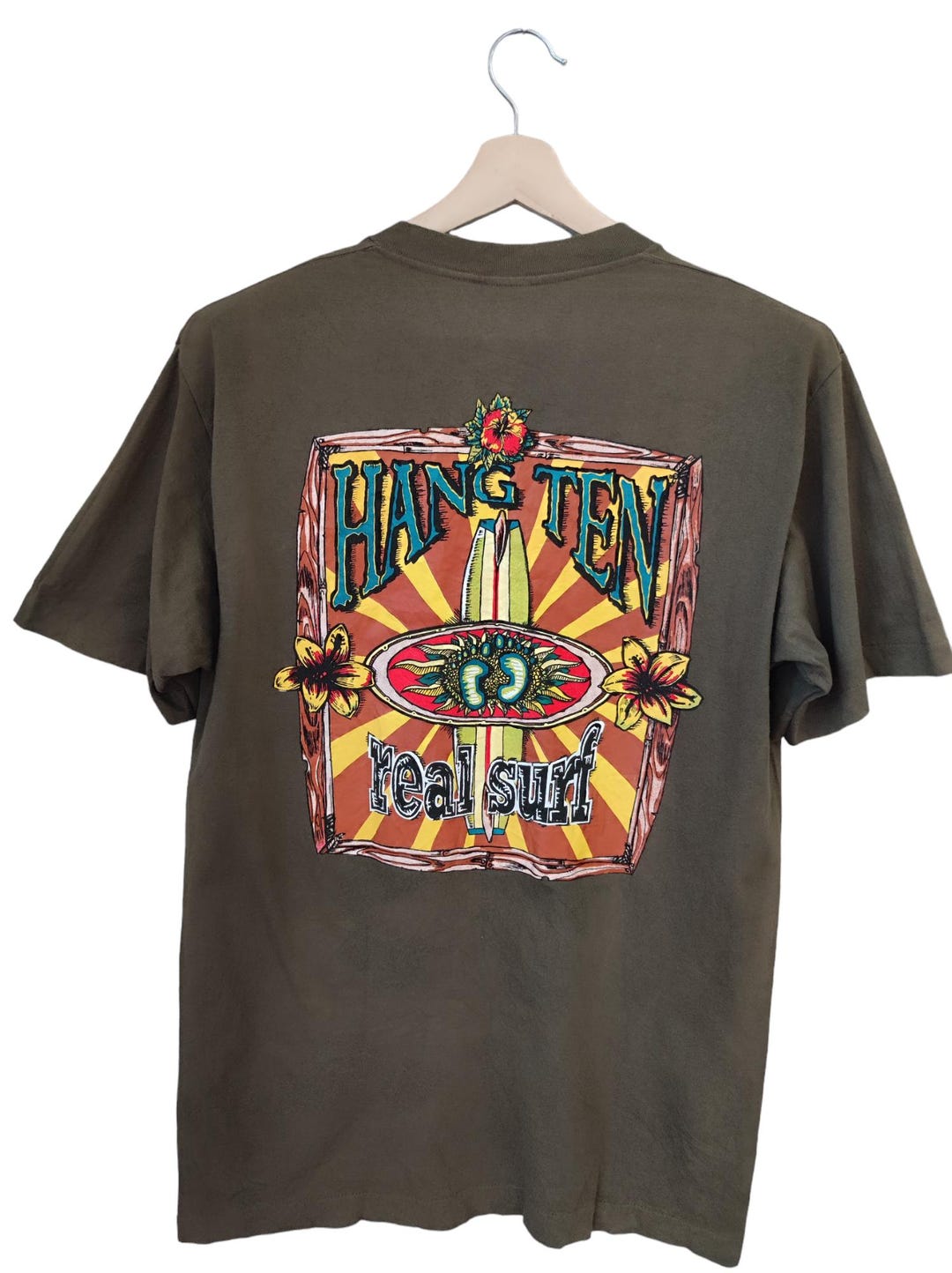 80s Hang Ten Real Surf Aloha Hawaii Hang Loose Classic Logo Hang Ten ...