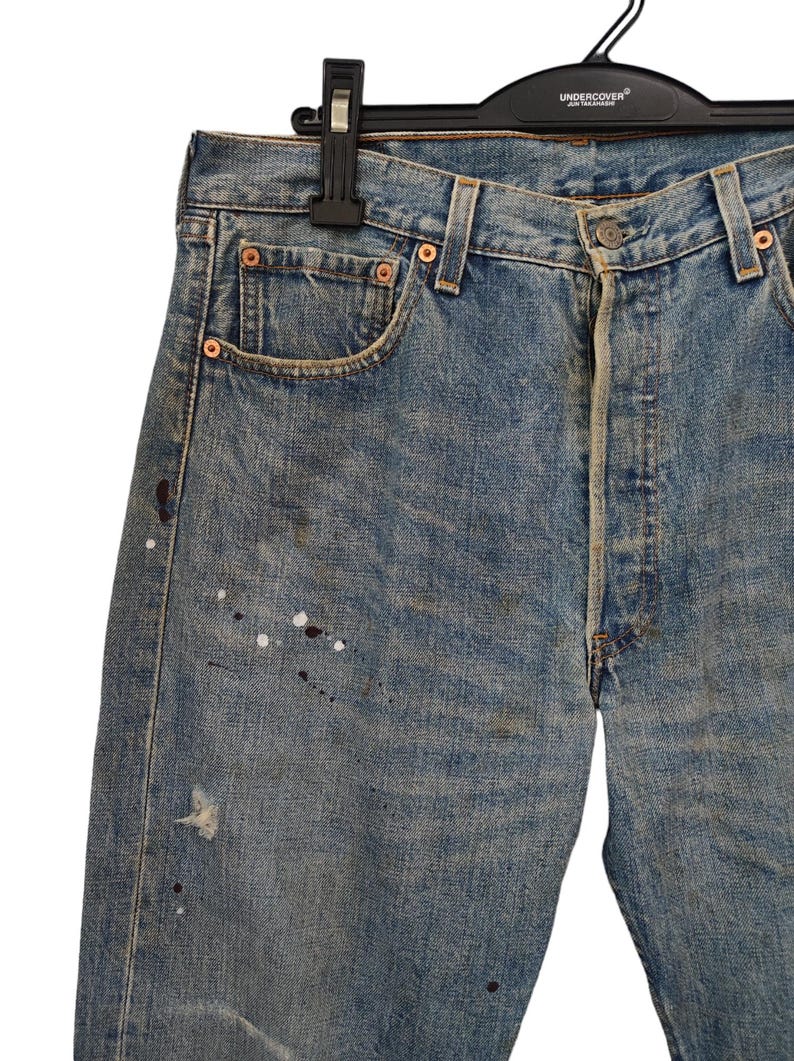 Size 34 Vintage 90s Levi's 501 Big Paint Spletter Jeans Levi's Faded Dirty Rusty Denim Levis Old ...