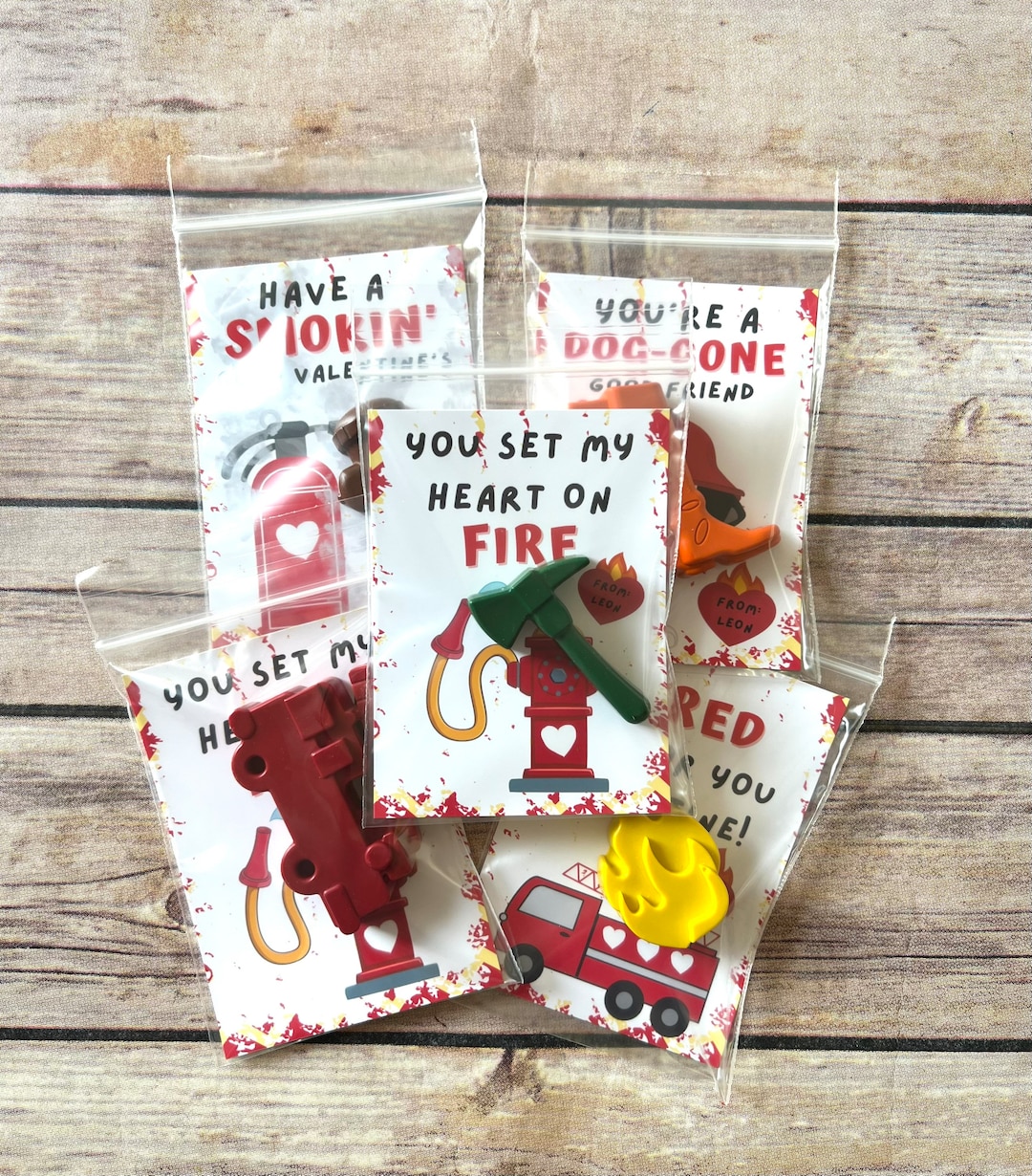 Fireman Valentines Cards. Kids. Fire Truck Crayons. Class Favors ...