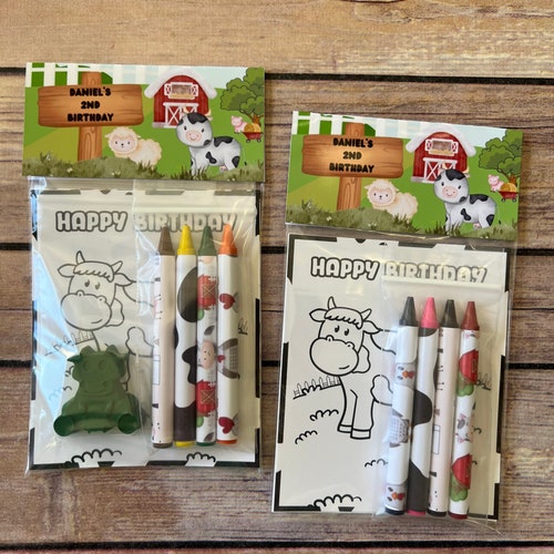 Farm Animal Mini Color Packs. Personalized. Party Favors. Kids - Etsy