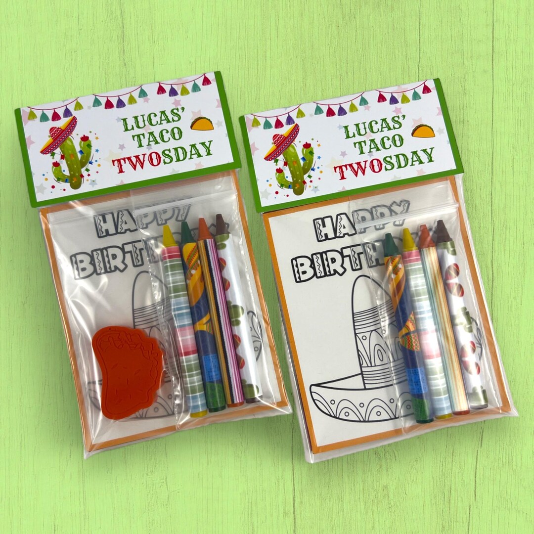 Taco Twosday Mini Color Packs: Personalized Crayon Sets for Kids ...
