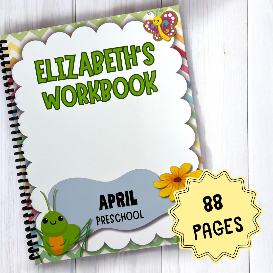 Personalized April Preschool Workbook Spring Learning Gift for Toddlers ...