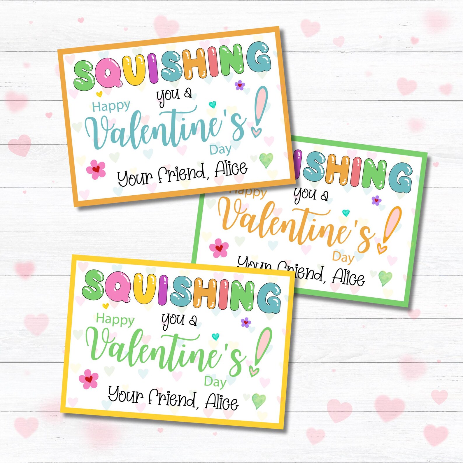 Personalized Squishy Valentines Cards - Set of 12 - Ideal for Class ...