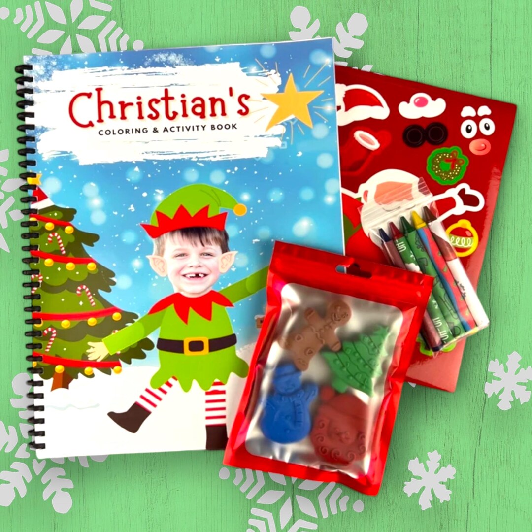Personalized Christmas Elf Color Books Kids Coloring Fun Unique Gifts ...
