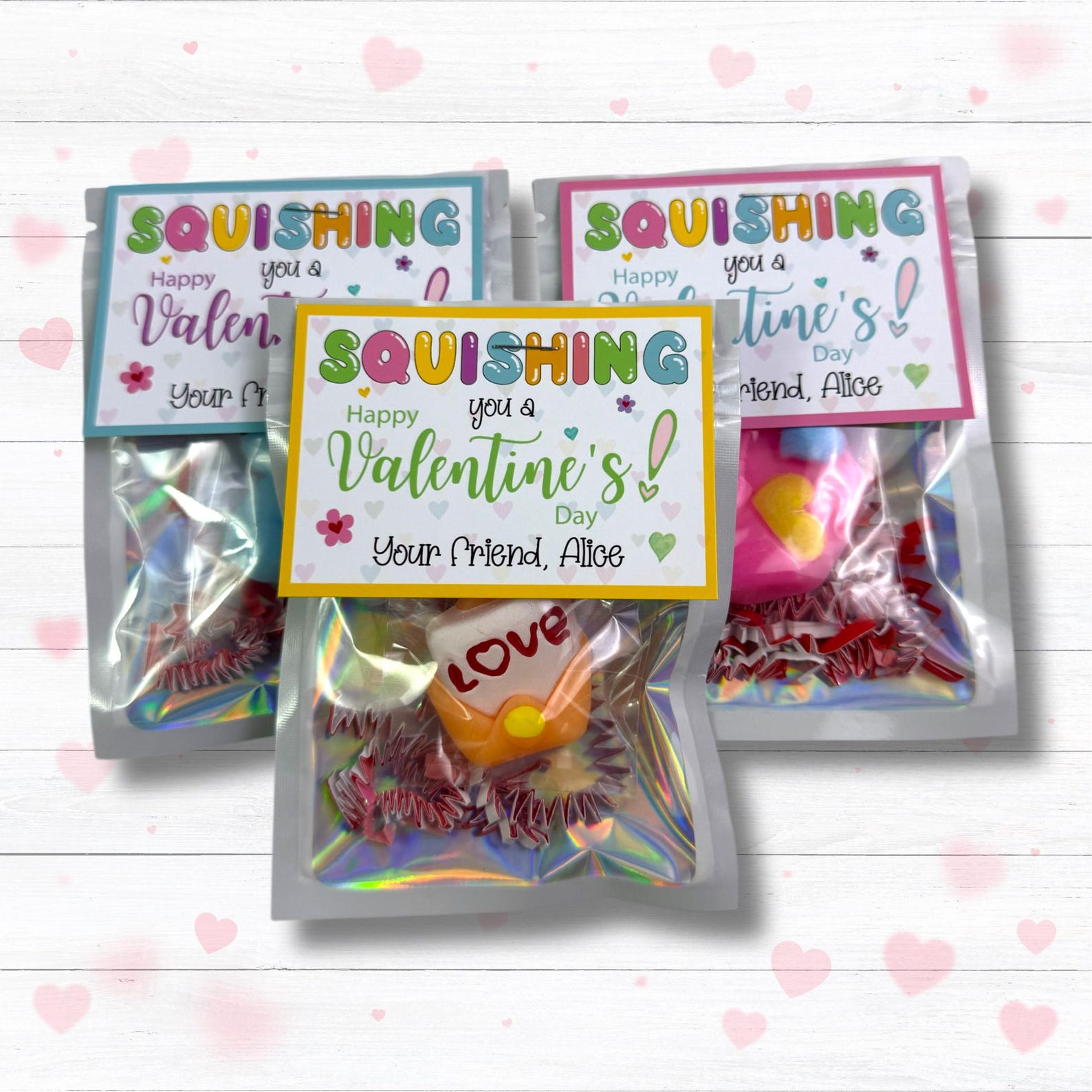 Personalized Squishy Valentines Cards - Set of 12 - Ideal for Class ...