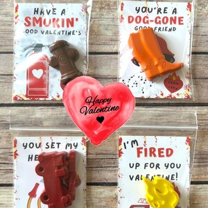Fireman Valentines Cards. Kids. Fire Truck Crayons. Class Favors ...