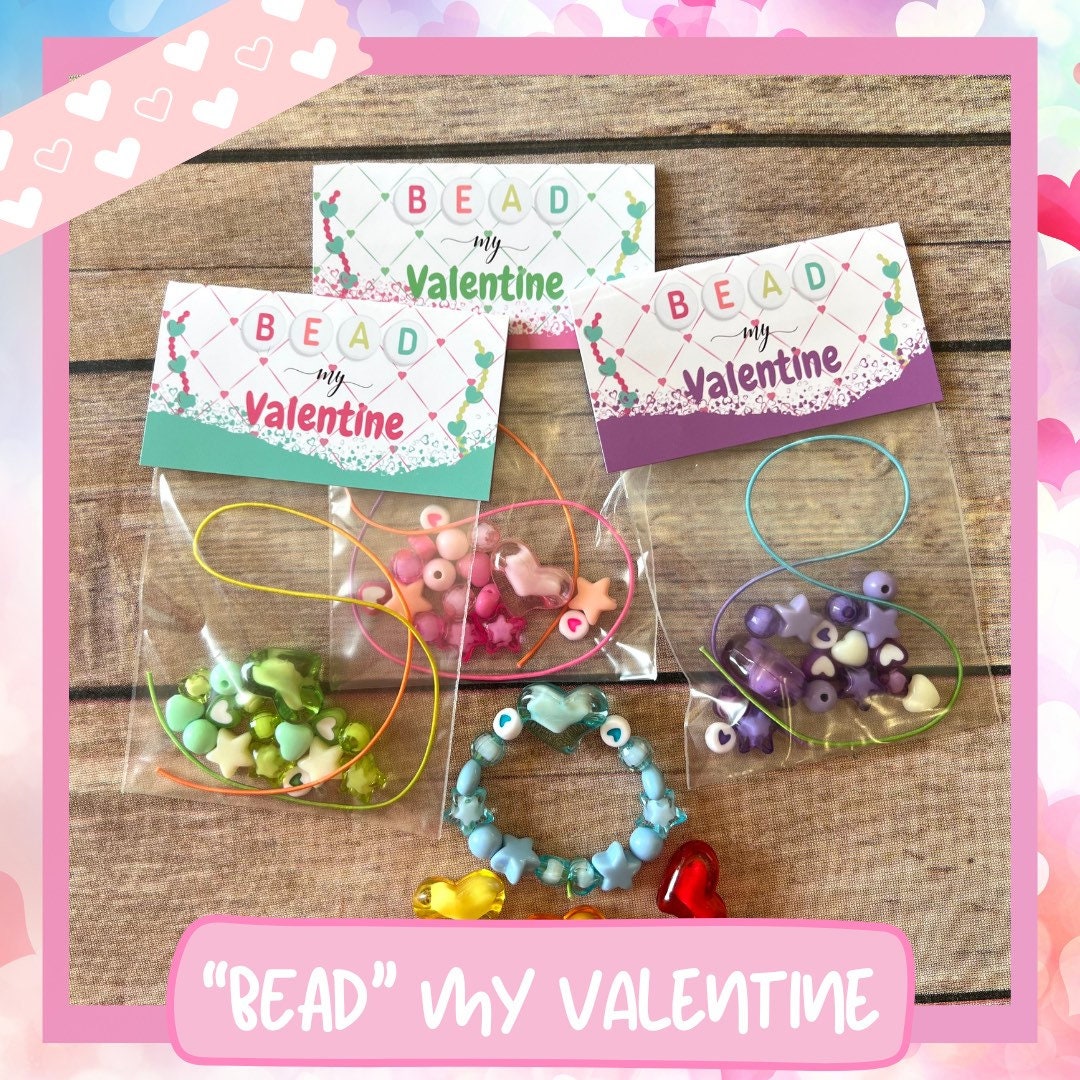 Bead My Valentine Valentines Day Cards. DIY. Valentine - Etsy