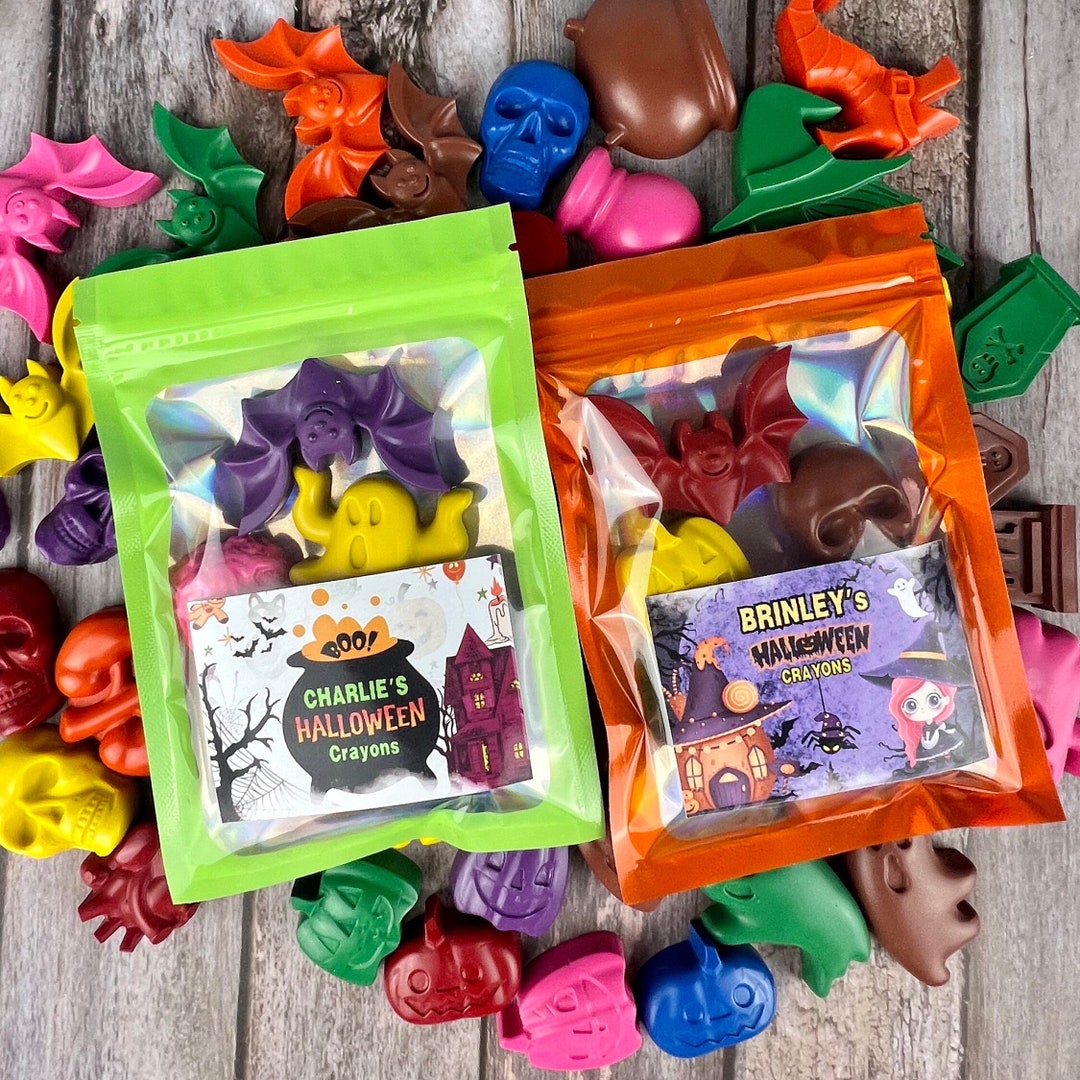 Halloween Personalized Crayon Party Favors for Kids Spooky - Etsy