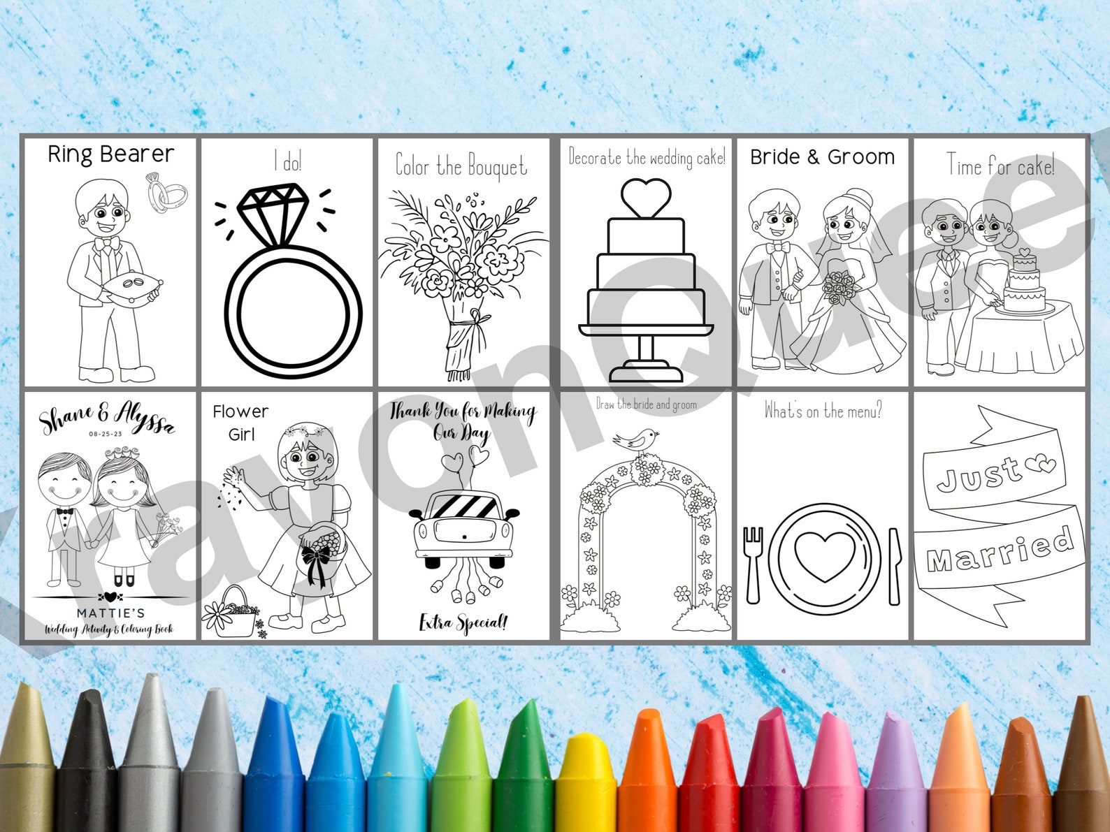 Personalized Wedding Coloring Book for Kids Fun Wedding Favors ...