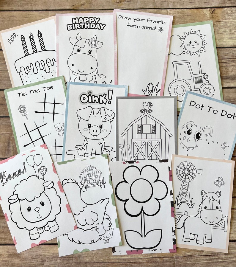 Pink Floral Farm Coloring Packs Personalized Party Favors & - Etsy