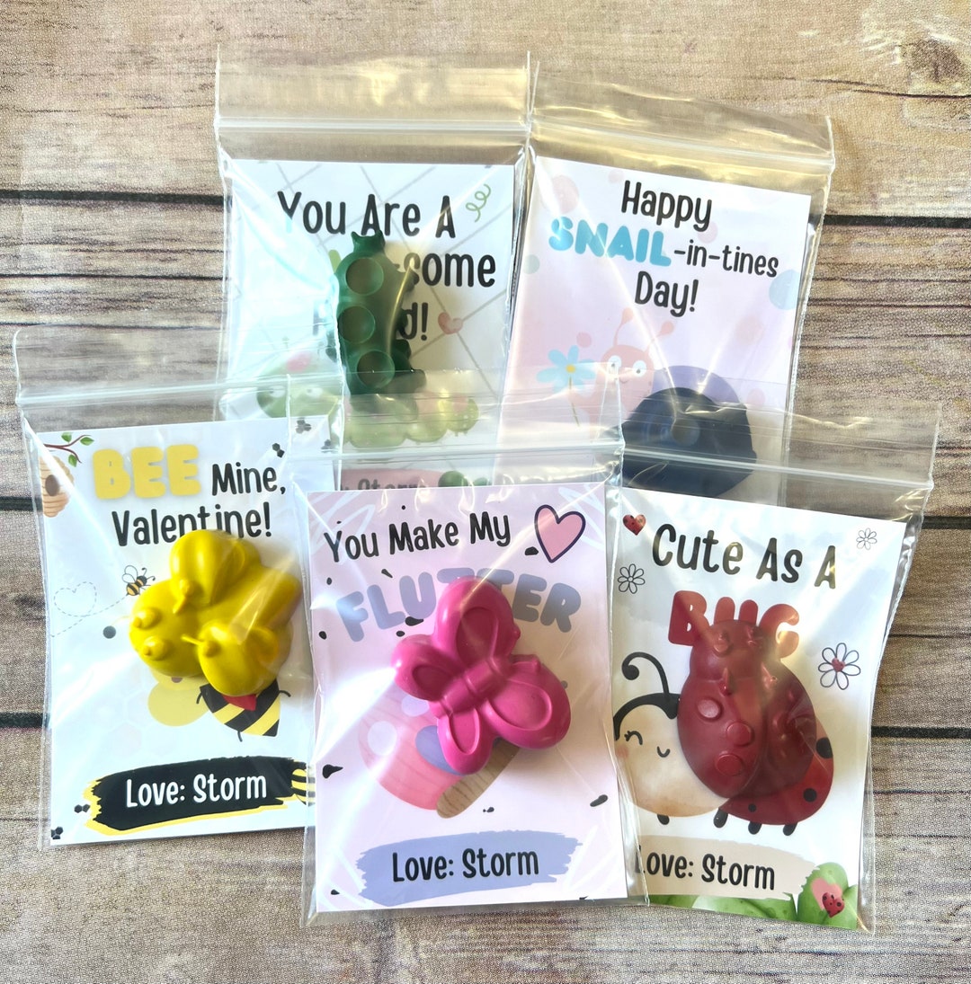 Insect Valentine Cards. Kids. Butterfly Crayons. Class Favors ...