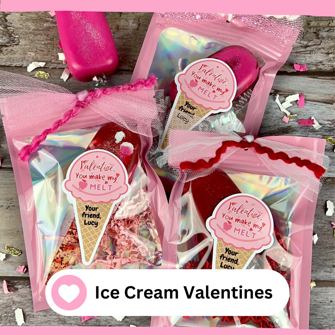 Ice Cream Valentine Crayons Personalized Kids' Class Favors for ...