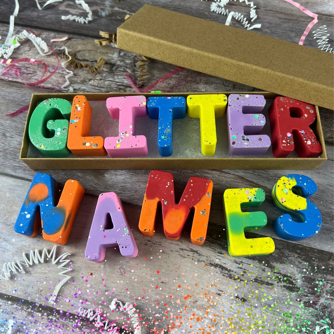Personalized Name Crayons With Glitter and Marble Designs Ideal for ...