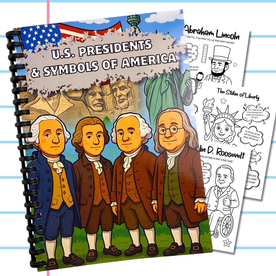 Presidents & USA Symbols Coloring Book – Fun Facts for Kids - Etsy