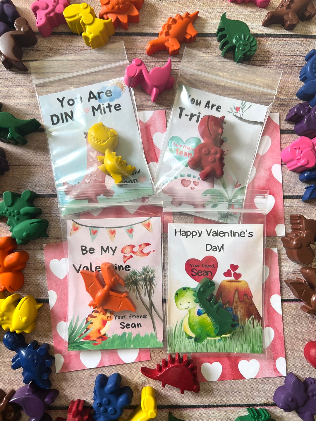 Dinosaur Valentines Cards. Kids. Dinosaur Crayons. Class Favors ...