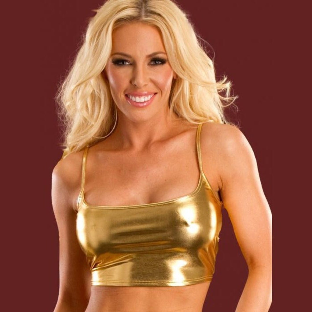 Sexy Short Crop Top In Gold Metallic Stretch Lycra Shiny Form Fitting Spectacular Etsy
