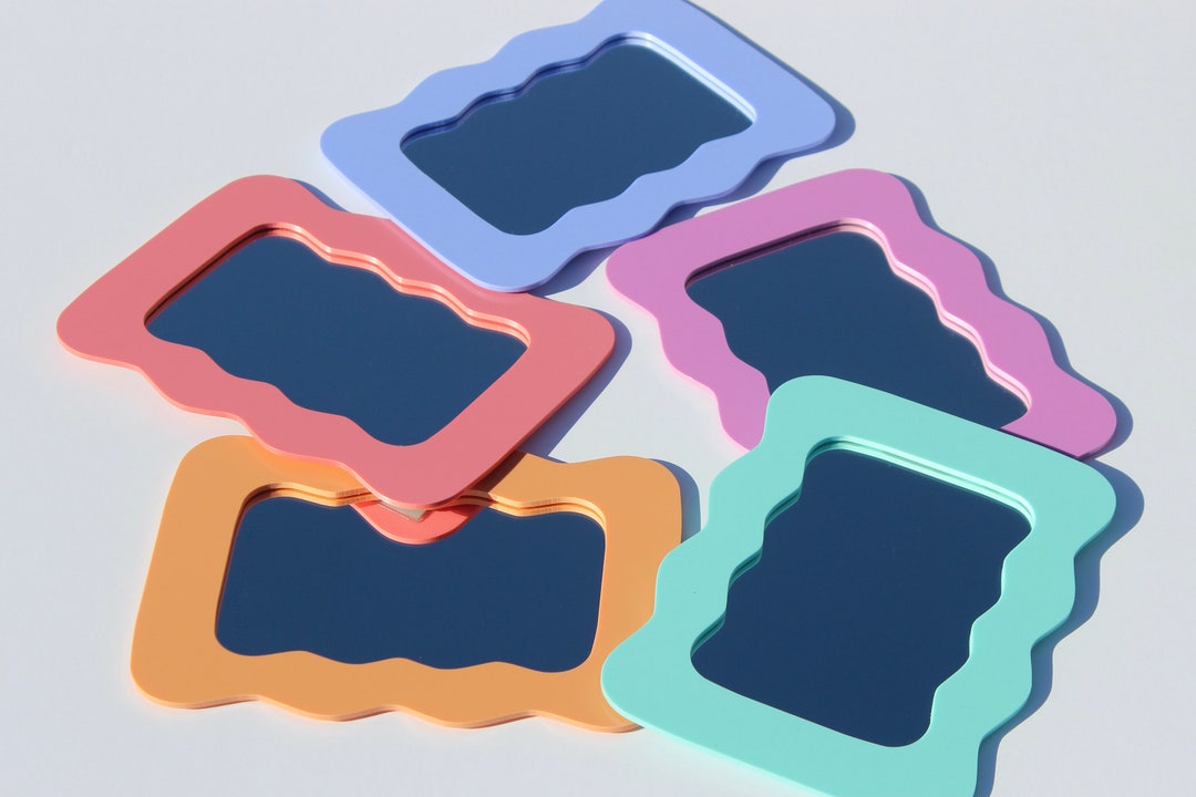Wiggle Wavy Mini Mirror - Aesthetic Squiggle Mirror - Pink, Purple ...