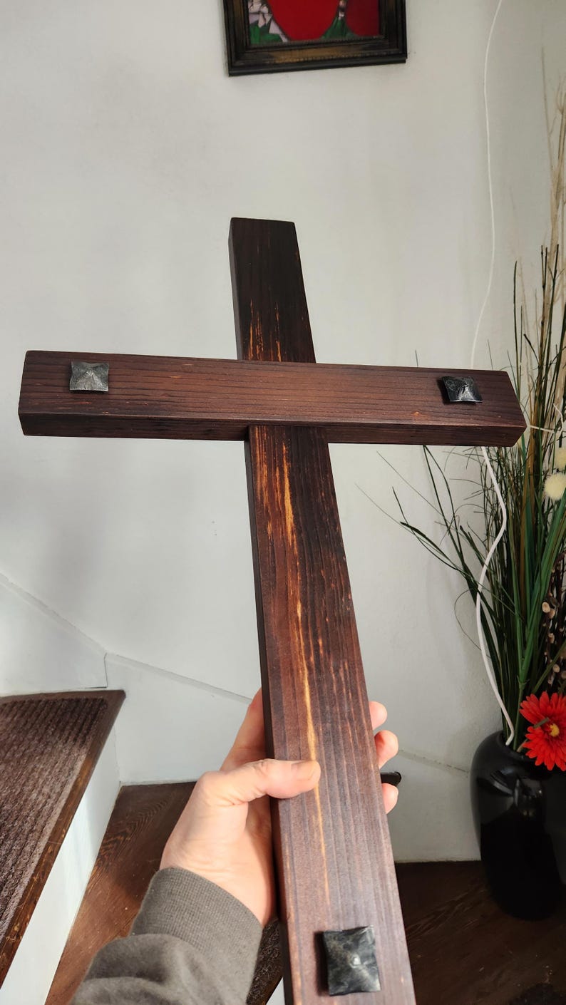 Large Wood Cross With Iron Crucifix Nails: Rustic Church Decor - Etsy