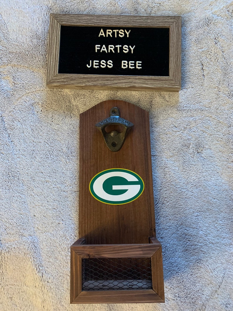 Green Bay Bottle Opener With Bottle Cap Catcher Packers Bottle | Etsy