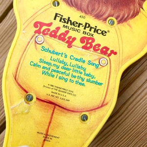 Vintage 1981 Fisher Price Pull String Music Box Teddy Bear | Etsy