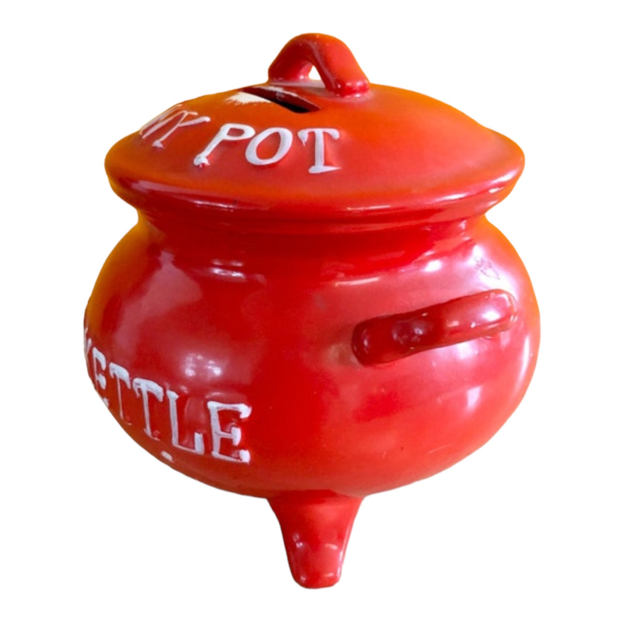 Vintage 1950s Mid Century Ceramic LEGO Red Kettle Penny Pot - Etsy
