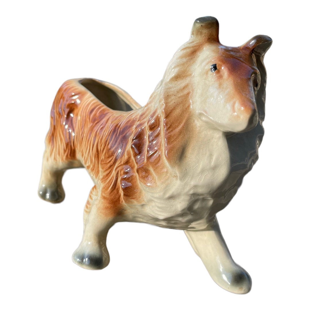 Large Vintage 1950s Ceramic Collie Dog Indoor Planter or Vase - Etsy