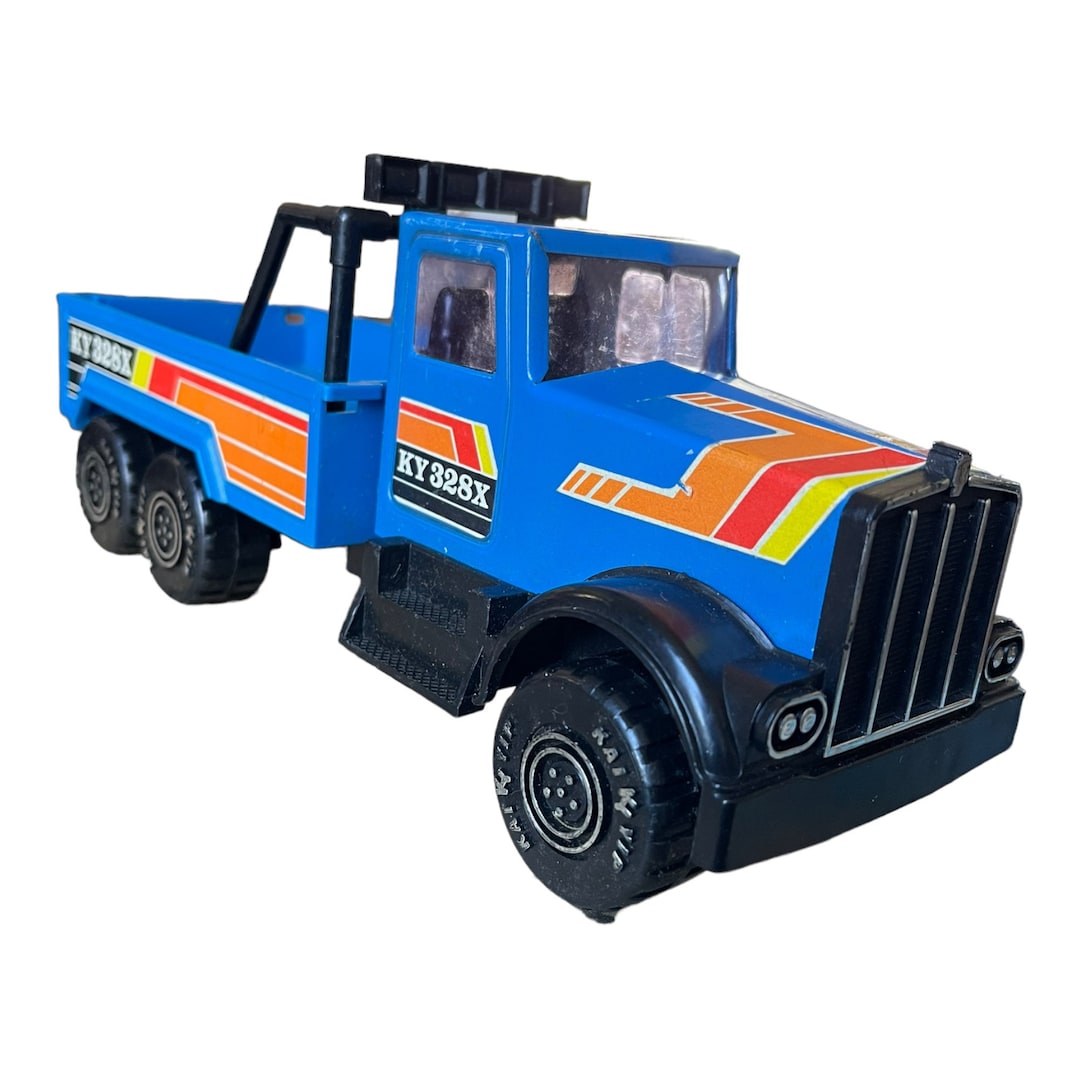 Vintage 1970s Kai Yip, KY328 Six Wheel Truck With Metal Cab and Plastic Flatbed and Roll Bar ...