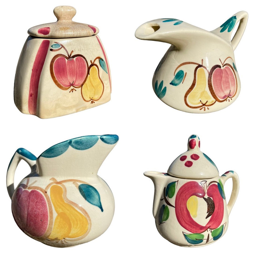 4 Piece Vintage 1950s Ceramic Purinton Slip Ware, Pottery W/ Pitcher ...