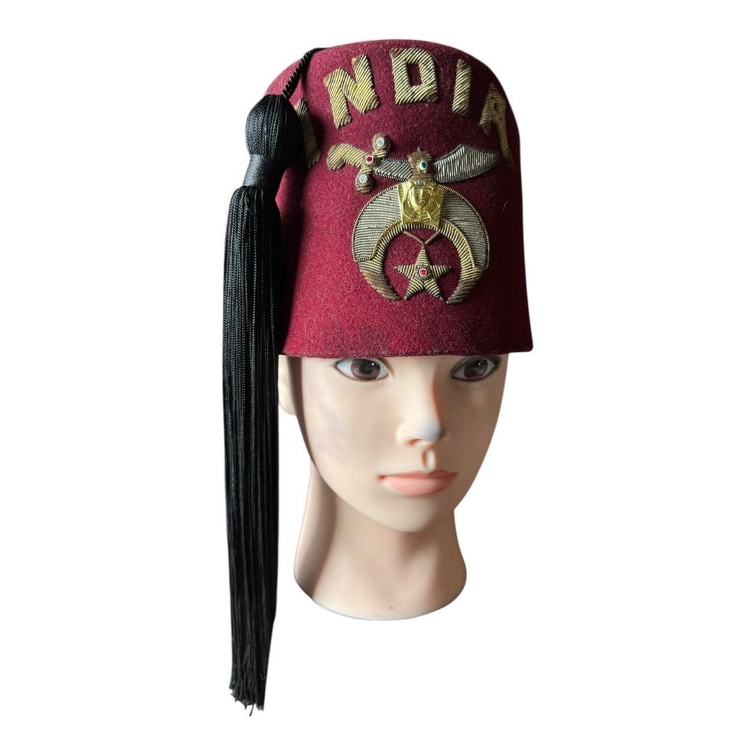 Vintage 1950’s/60’s India Shriner Fez Hat Ihling Bros Masonic ...