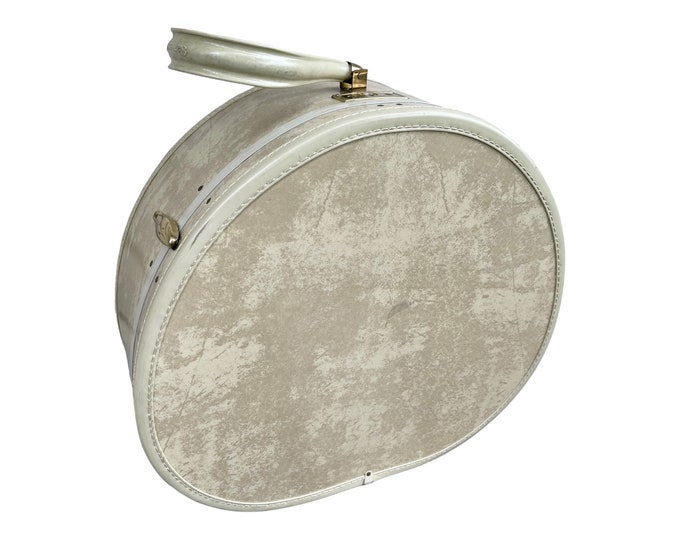 Vintage 1950’s Round, Cream Marble Samsonite Luggage/suitcase, Model ...