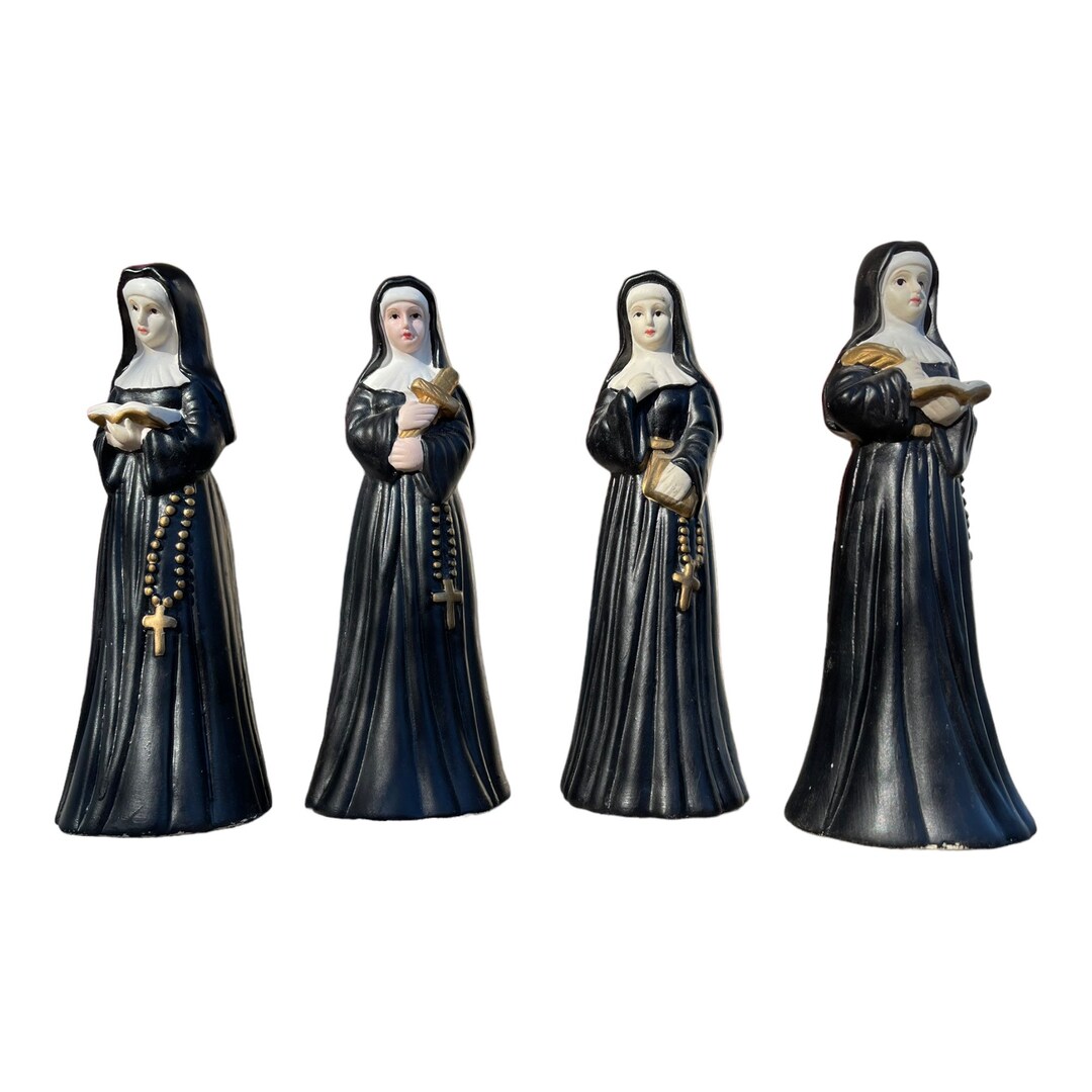 Four Vintage, 1970s Ks Collection, Ceramic Praying Catholic Nun ...