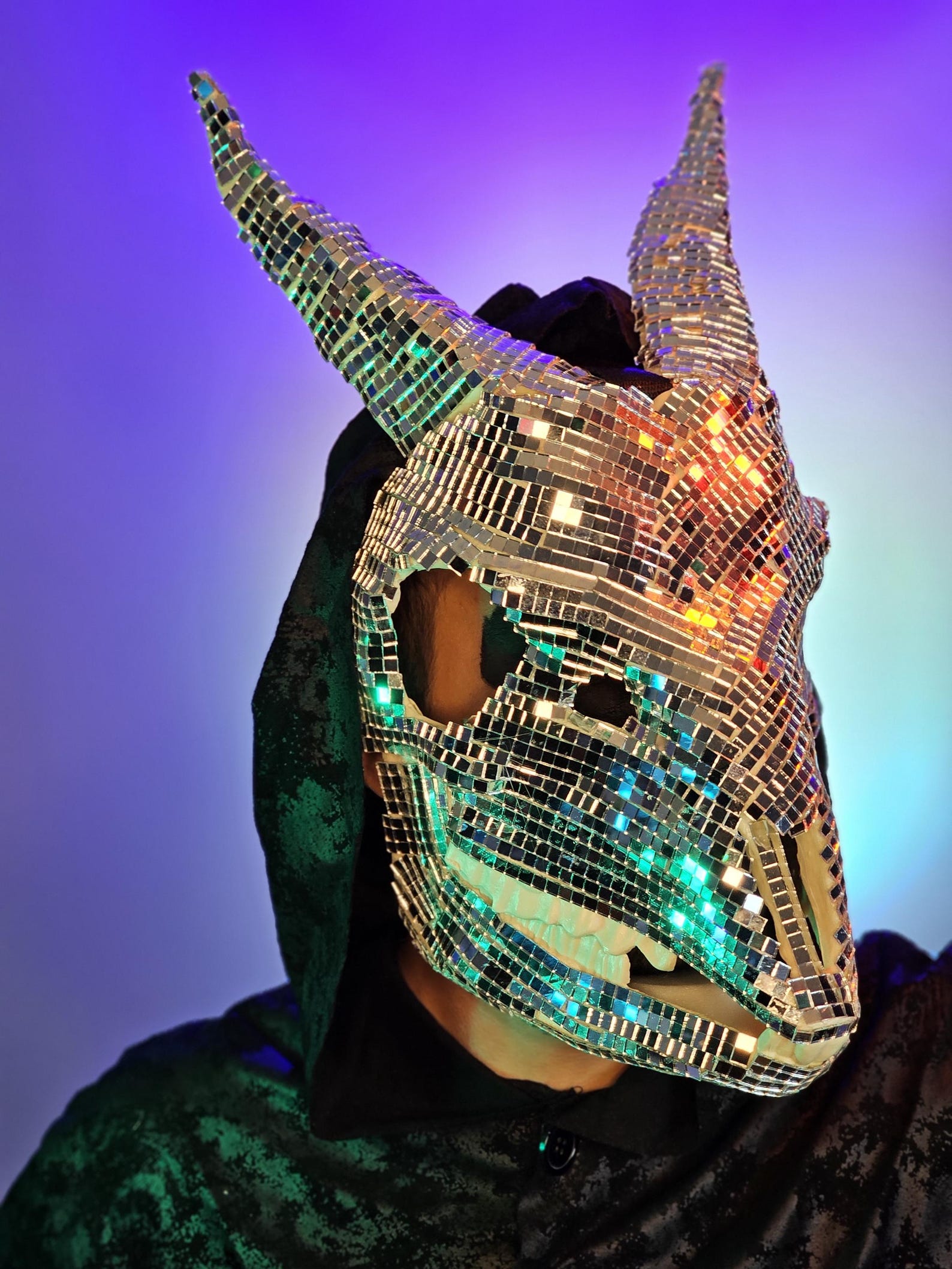 Disco Demon Goat Skull, Jaw MOTION Skeletal Mask, - Etsy