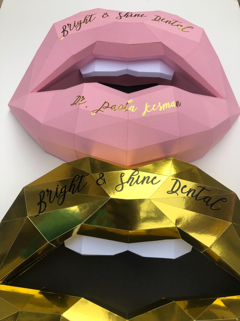 Pink and Gold Lip Art | Set of 2 | Gift for Dentist | Dentist Office ...