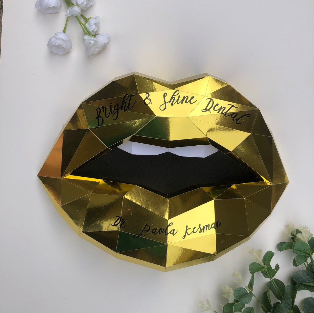 Gold Lips Wall Decor Dentist Office Decor Lips Wall Art Dentist Gift ...